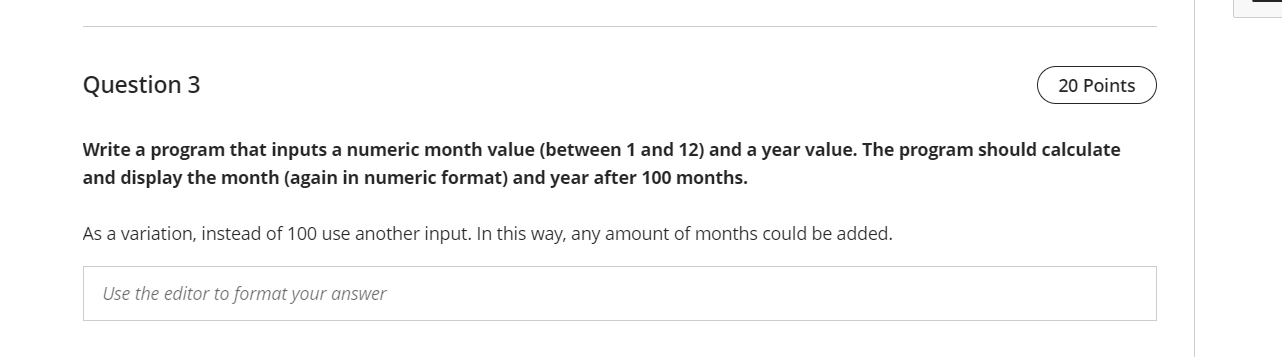 Write a program that inputs a numeric month value | Chegg.com
