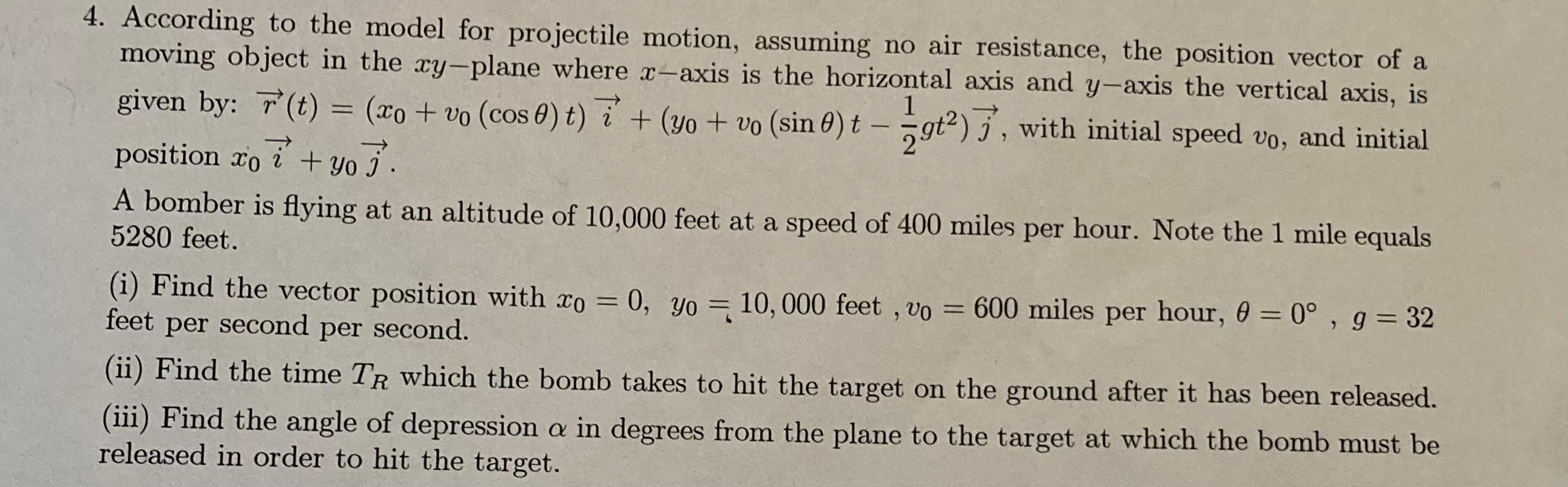 Solved 4. According to the model for projectile motion, | Chegg.com