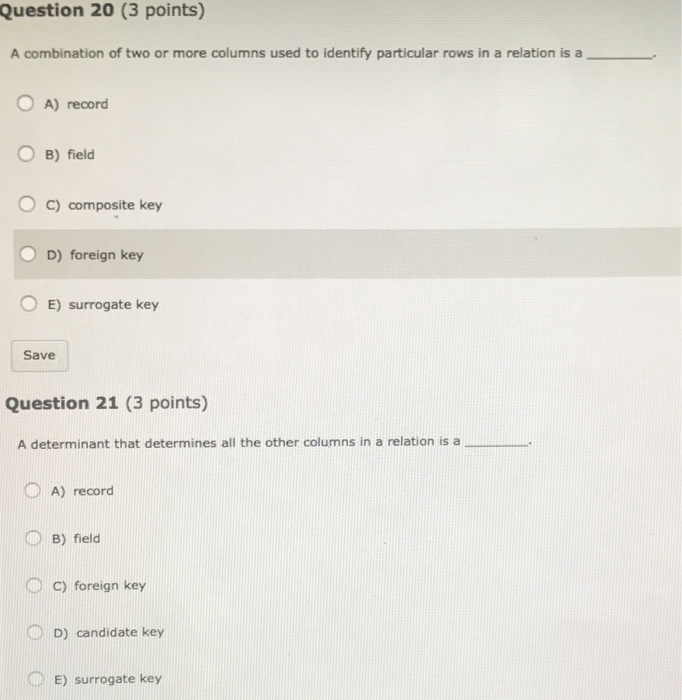 Solved Question 2 (3 points) In an enterprise-class database | Chegg.com