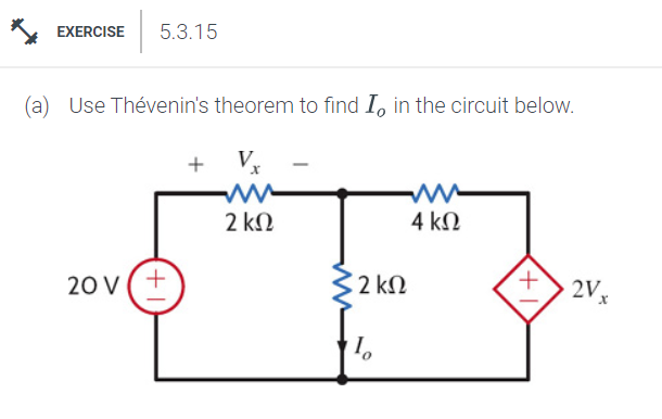 Solved (a) Use Thévenin's theorem to find Io in the circuit | Chegg.com