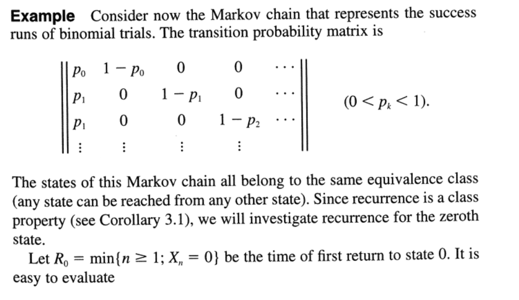 Example Consider now the Markov chain that represents | Chegg.com