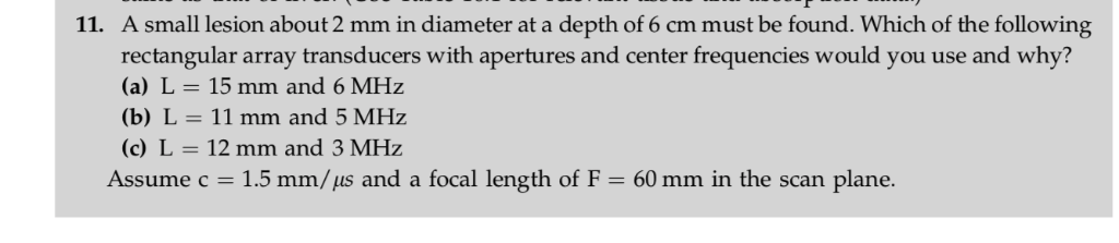 A small lesion about 2 mm in diameter at a depth of 6 | Chegg.com