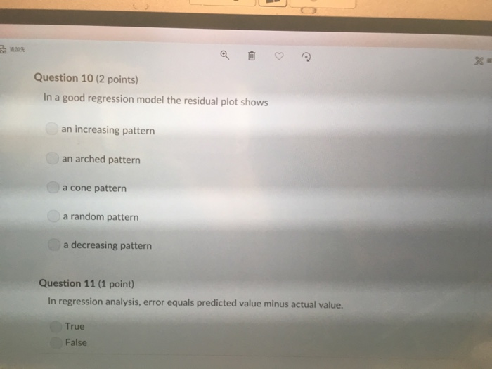 Solved A ion 10 2 Points In A Good Regression Model Chegg