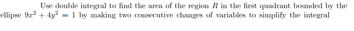Solved Use double integral to find the area of the region R | Chegg.com