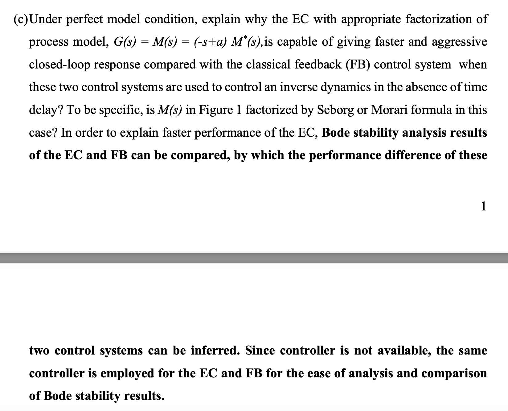 Solved The enhanced control (EC) system depicted in Figure 1 | Chegg.com
