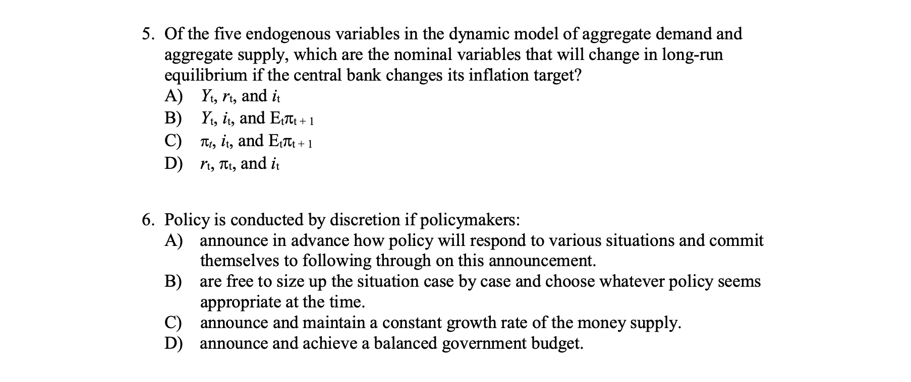 5. Of the five endogenous variables in the dynamic | Chegg.com
