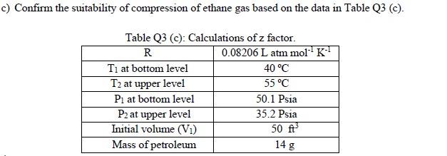 Solved c) Confirm the suitability of compression of ethane | Chegg.com