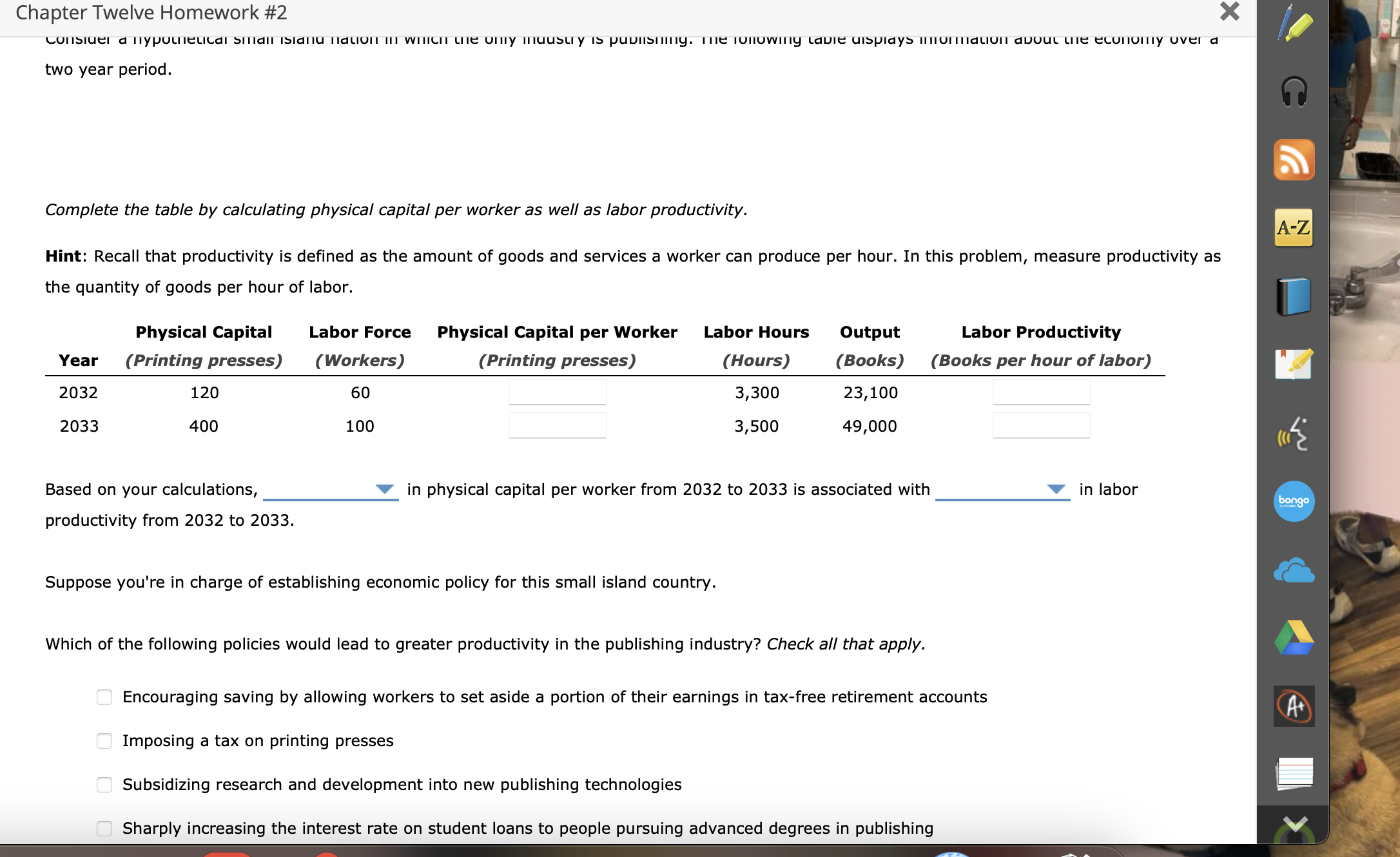 Solved two year period. Complete the table by calculating | Chegg.com