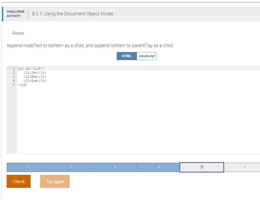 Solved Append nodeText to listItem as a child, and | Chegg.com