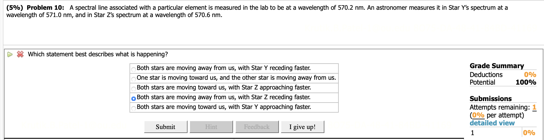 Solved (5\%) Problem 10: A spectral line associated with a | Chegg.com