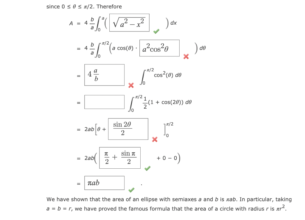 Solved since Ososa/2. Therefore ba A = 4 a Jo - 4 SVO2 - x2 | Chegg.com