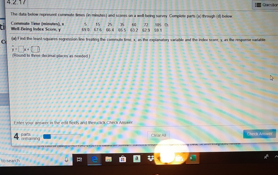 Solved 4.2.17 Questior The data below represent commute | Chegg.com Solved 4.2.17 Questior The data below represent commute | Chegg.com