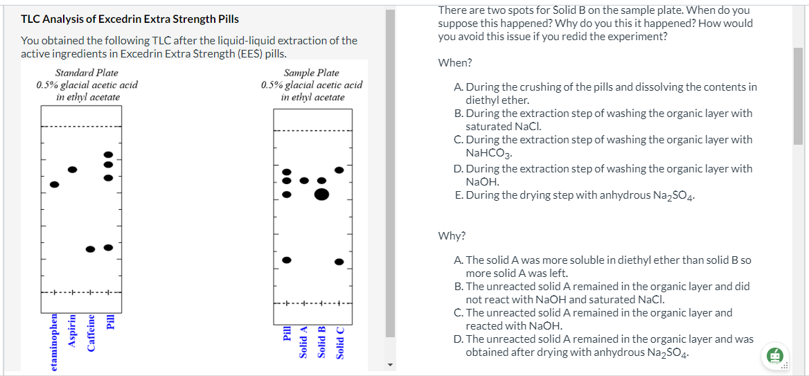 Solved TLC Analysis of Excedrin Extra Strength PillsYou | Chegg.com