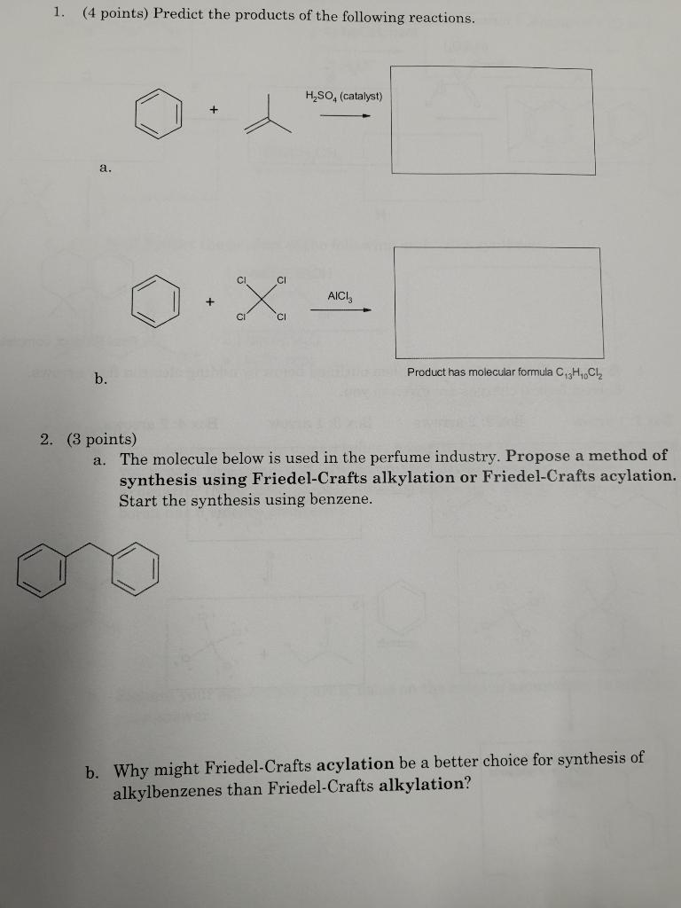 Solved 1. (4 points) Predict the products of the following | Chegg.com