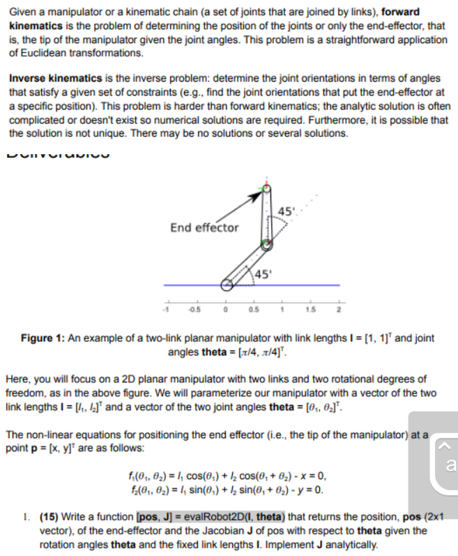 Given a manipulator or a kinematic chain (a set of | Chegg.com