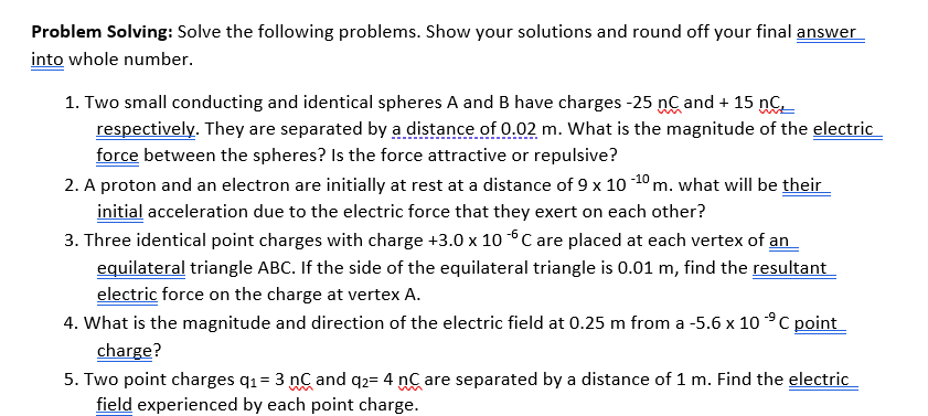 Solved Problem Solving: Solve the following problems. Show | Chegg.com