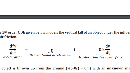 Solved The 2nd order ODE given below models the vertical | Chegg.com