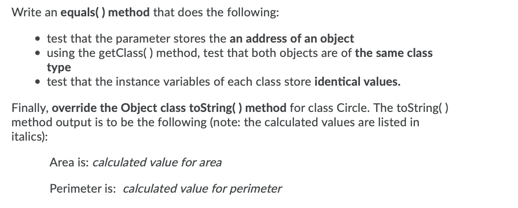 Solved Write the following class: Circle. Class Circle is to | Chegg.com