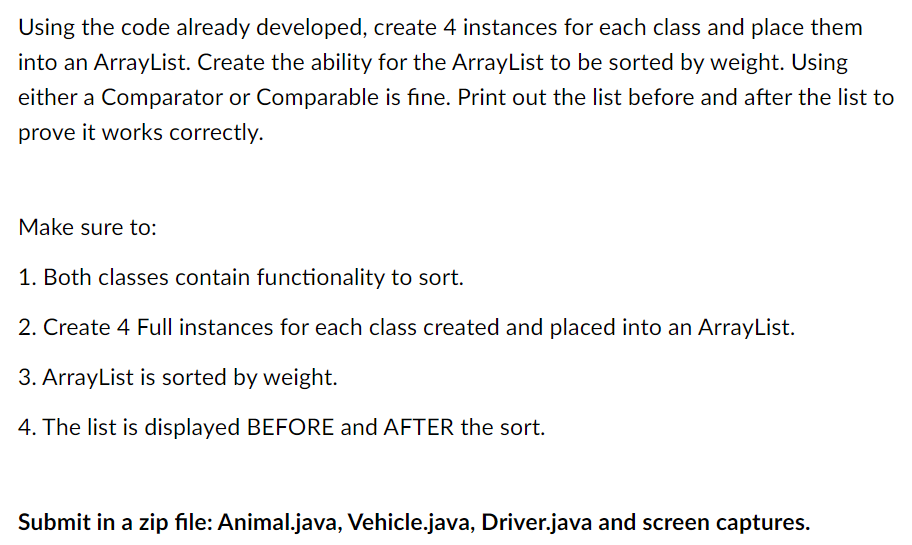Solved Code the Animal class and the Vehicle class, as shown | Chegg.com