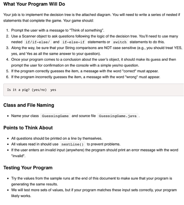 Using Java Help Me Write Program Following The