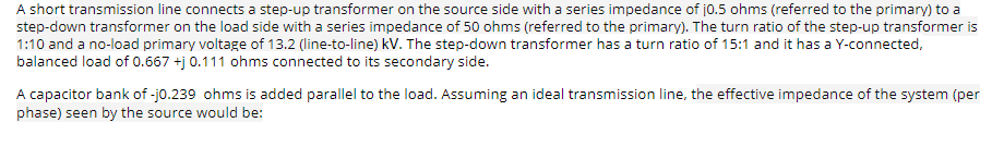 Solved A short transmission line connects a step-up | Chegg.com