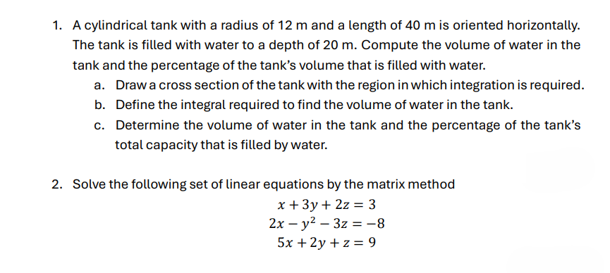 A cylindrical tank with a radius of 12 ﻿m and a | Chegg.com