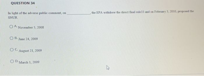 Solved QUESTION 34 the EPA withdrew the direct final rule33 | Chegg.com