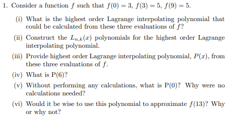 Solved 1. Consider a function f such that | Chegg.com