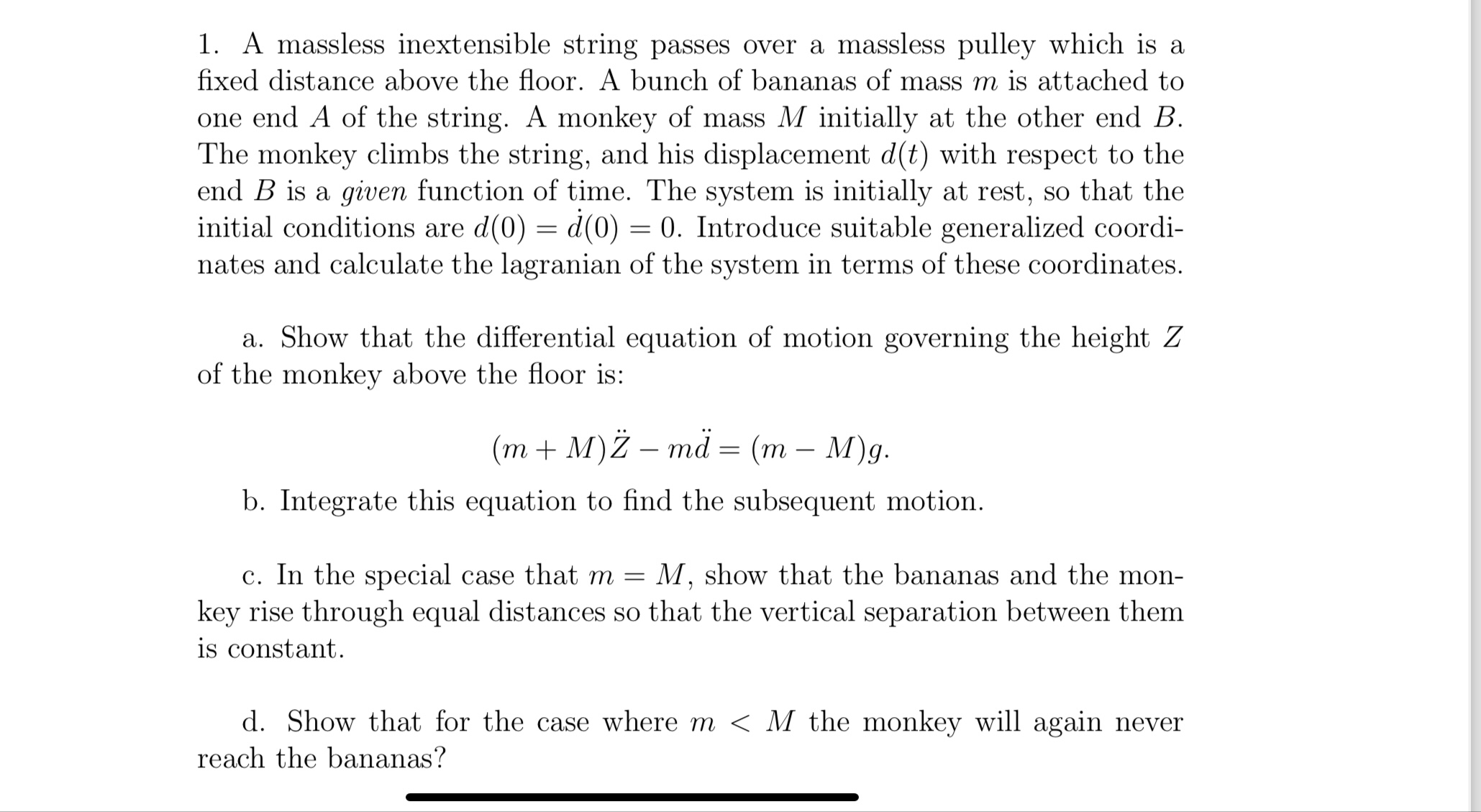 Solved 1. ﻿A massless inextensible string passes over a | Chegg.com