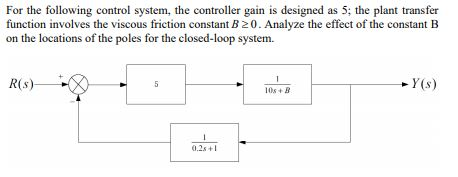 Solved For the following control system, the controller gain | Chegg.com