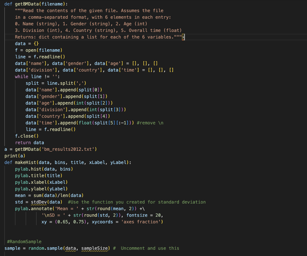Solved Sample Distributions. Go through PlotsHistsofData.py | Chegg.com