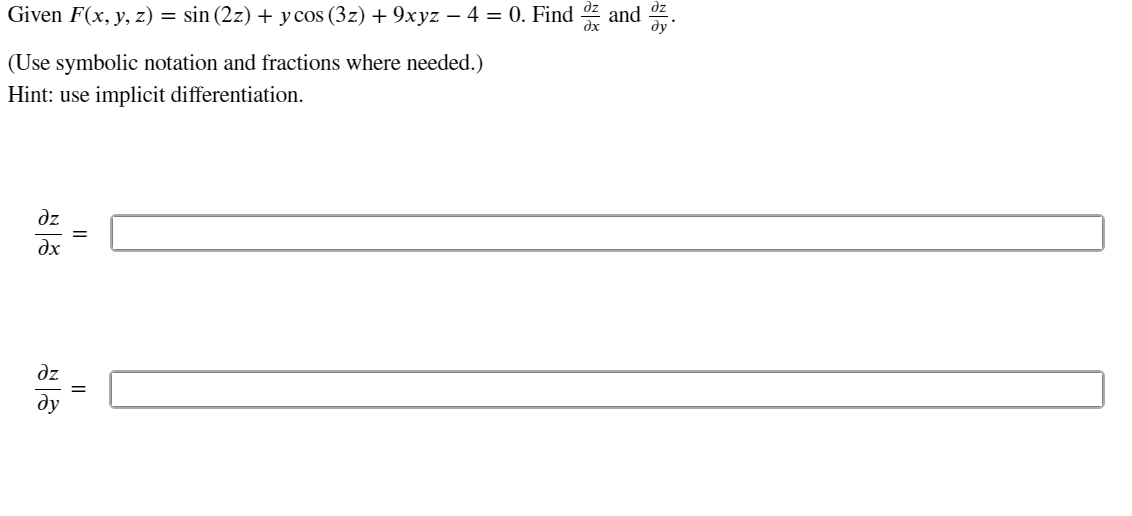 Solved Given Fxyzsin2zycos3z9xyz 40 find