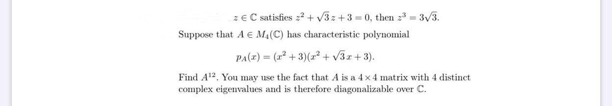 Solved ze C satisfies 22 + 32 +3 = 0, then 23 = 3V3. Suppose | Chegg.com