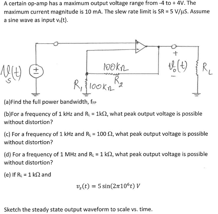 Solved A Certain Op Amp Has A Maximum Output Voltage Range