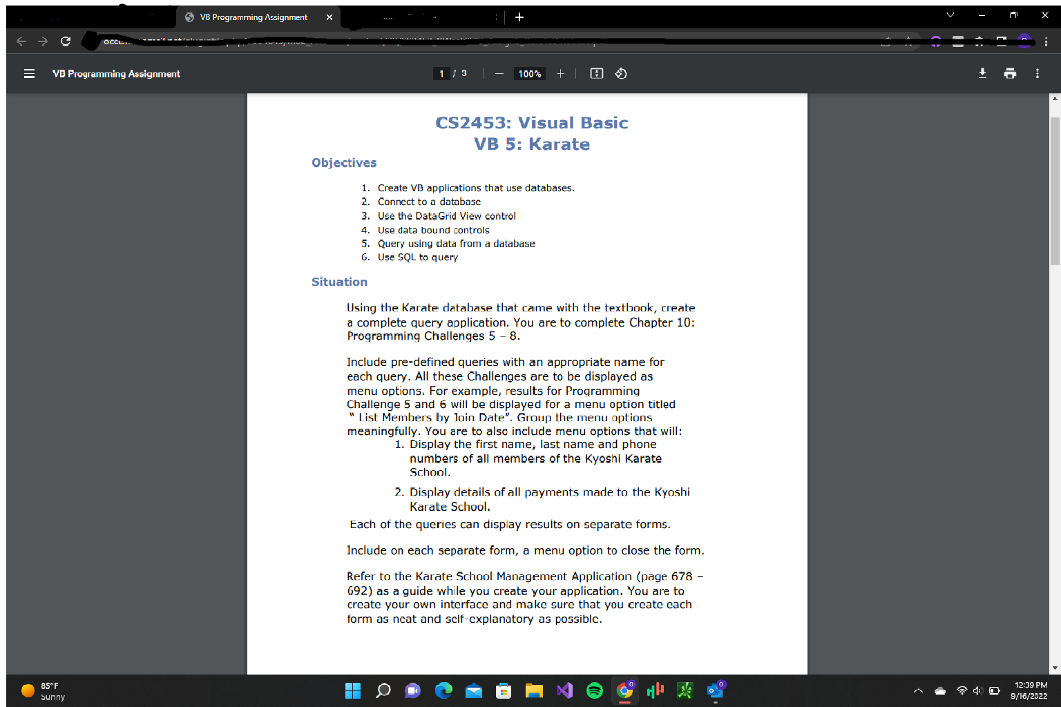 Solved 1. Create VB applications that use databases. 2. | Chegg.com