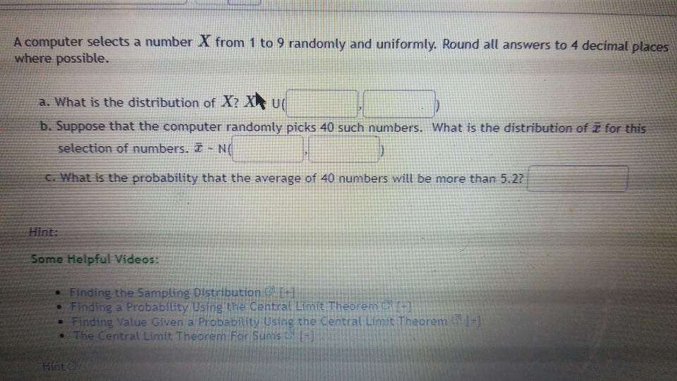 Solved A computer selects a number X from 1 to 9 randomly | Chegg.com