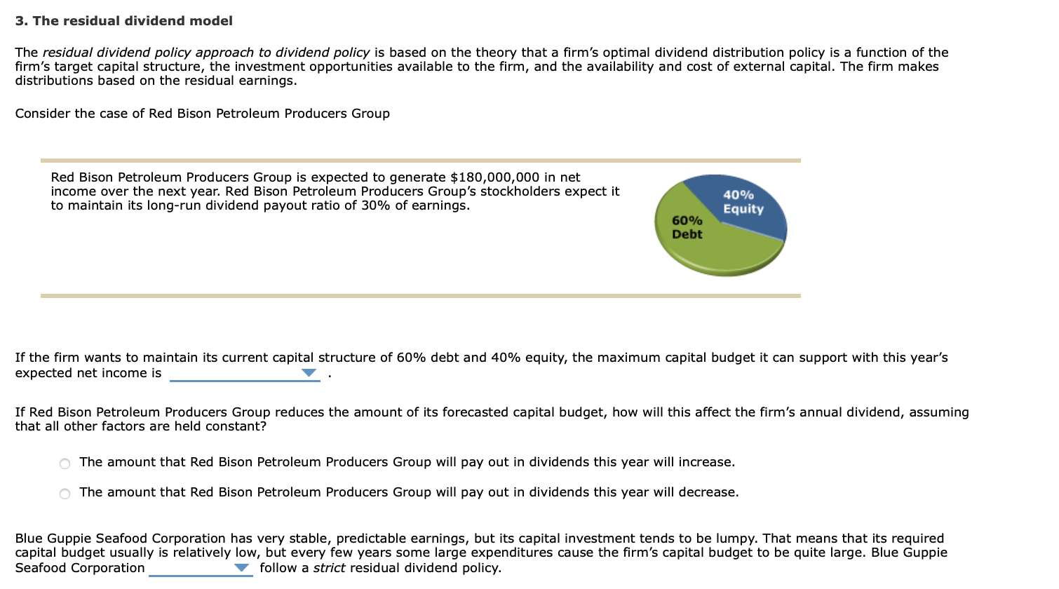 Solved 3. The residual dividend model The residual dividend | Chegg.com Solved 3. The residual dividend model The residual dividend | Chegg.com