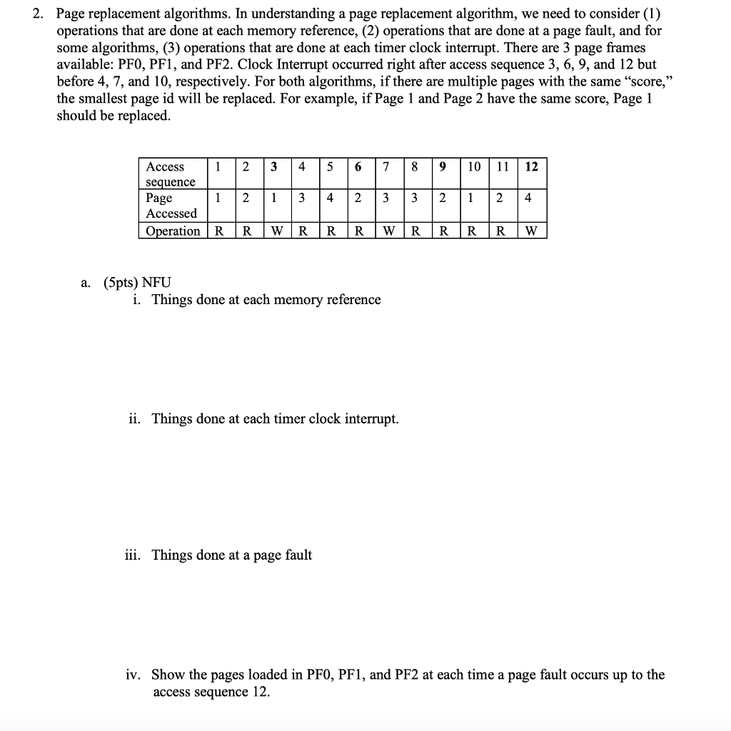 2. Page replacement algorithms. In understanding a | Chegg.com