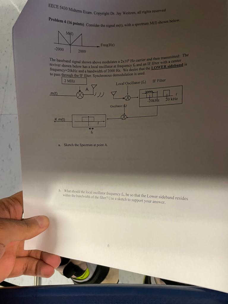 Solved EECE 5430 Midterm Exam. Copyright Dr. Jay Weitzen, | Chegg.com