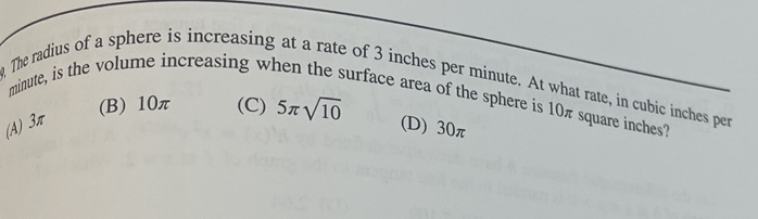 Solved The radius of a sphere is increasing at a rate of 3 | Chegg.com