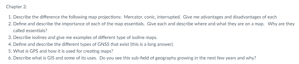 Solved 1. Describe the difference the following map | Chegg.com