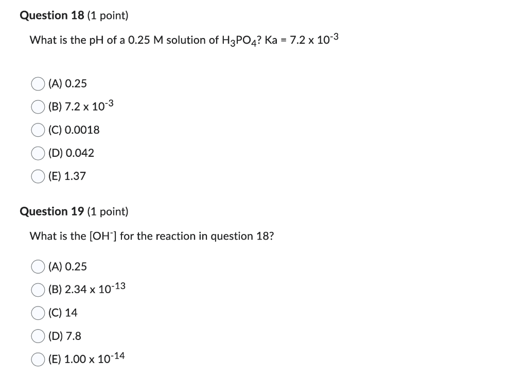 Solved What is the pH of a 0.25M solution of H3PO4 ? | Chegg.com