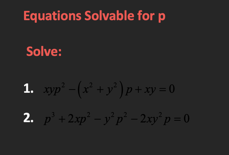 Solved Equations Solvable for | Chegg.com
