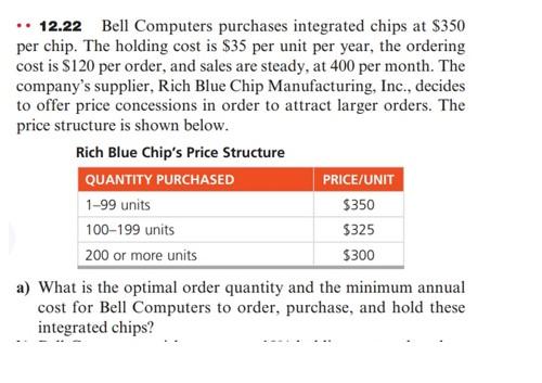 Solved - 12.22 Bell Computers purchases integrated chips at | Chegg.com