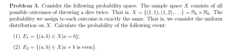 Solved Problem 3. Consider the following probability space. | Chegg.com