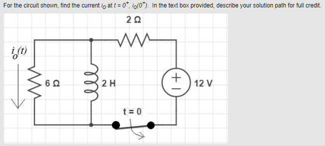 Solved For the circuit shown, find the current i, at t = 07, | Chegg.com