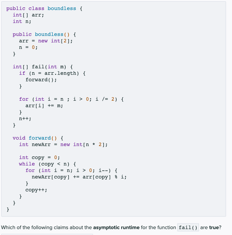 Solved public class boundless { int[] arr; int n; public | Chegg.com