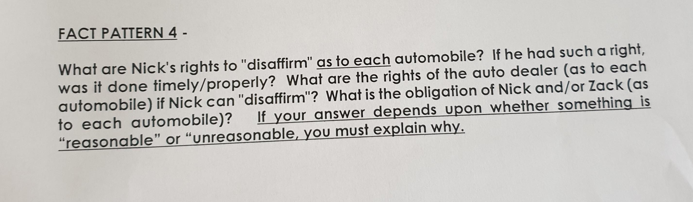 Solved FOR EACH OF THE FOLLOWING FACT PATTERNS, ANALYZE AND | Chegg.com