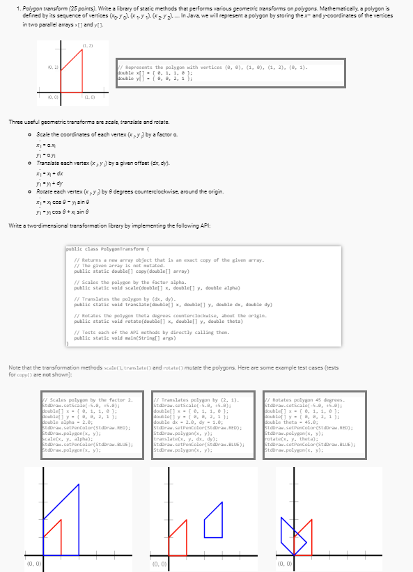 Solved Polygon transform (25 points). Write a library | Chegg.com