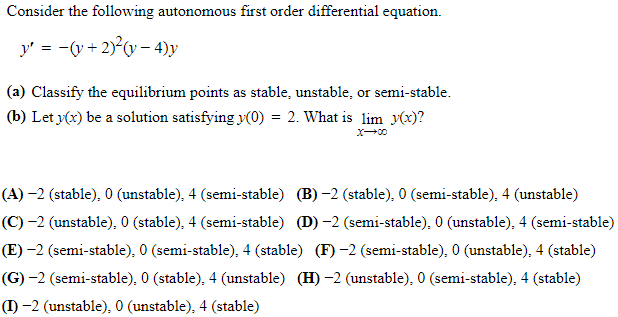 Solved Consider the following autonomous first order | Chegg.com
